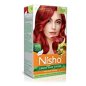 Nisha Cream Hair Color (150 ml/each) Flame Red Pack of 1