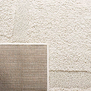 SAFAVIEH Florida Shag Collection Area Rug - 5'3" x 7'6", Creme & Creme, Border Design, Non-Shedding & Easy Care, 1.2-inch Thick Ideal for High Traffic Areas in Living Room, Bedroom (SG454-1111)