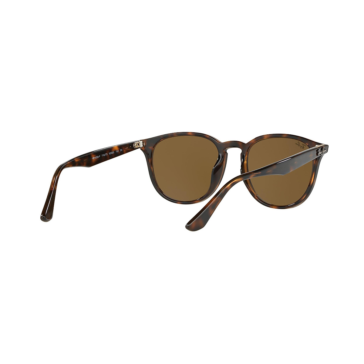 Ray-Ban RB4259F Low Bridge Fit Round Sunglasses, Light Havana/Dark Brown, 53 mm