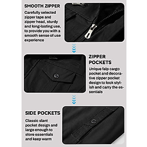 EKLENTSON Mens Winter Jacket Military Jacket Men Cargo Jacket Men Fleece Thick Jackets Winter Coat Men Black Jacket for Men