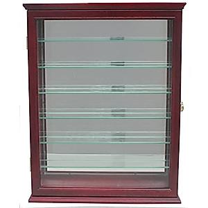 DisplayGifts Shot Glass Display Case Wall & Standing Curio Cabinet Shelf Unit Small Curio Cabinet (Cherry Finish)