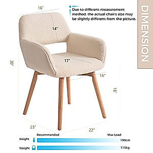 ceedment Small Modern Living Dining Room Accent Arm Chairs Fabric Mid-Century Upholstered Side Seat Club Guest with Solid Wood Legs (2, Beige)…