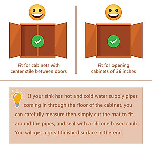 DELAM Under Sink Mat for 36" Cabinet, Hold Up to 3.3 Gallons, Silicone Waterproof Mat, Kitchen Cabinet liner, Under Sink Tray for Drips Leaks Spills, Flexible, No Slip, Easy to Clean, Black 34.25"x22"