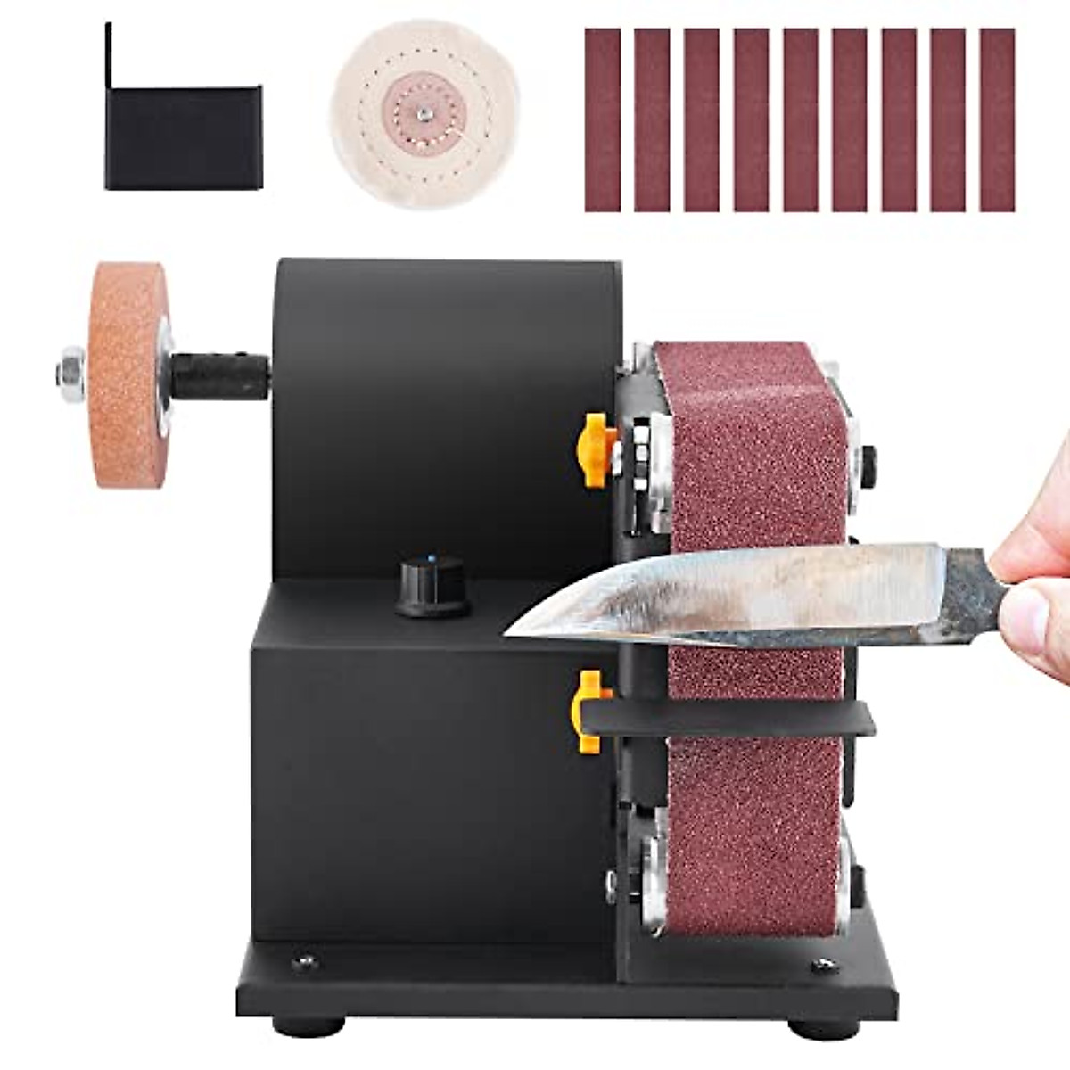 800W Electric Bench Belt Sander Mini Belt Sander Electric Knife Sharpener Electric Polishing Grinding Machine 2x13.8in Belt Sanding Machine for Knife Wood Metal Craft