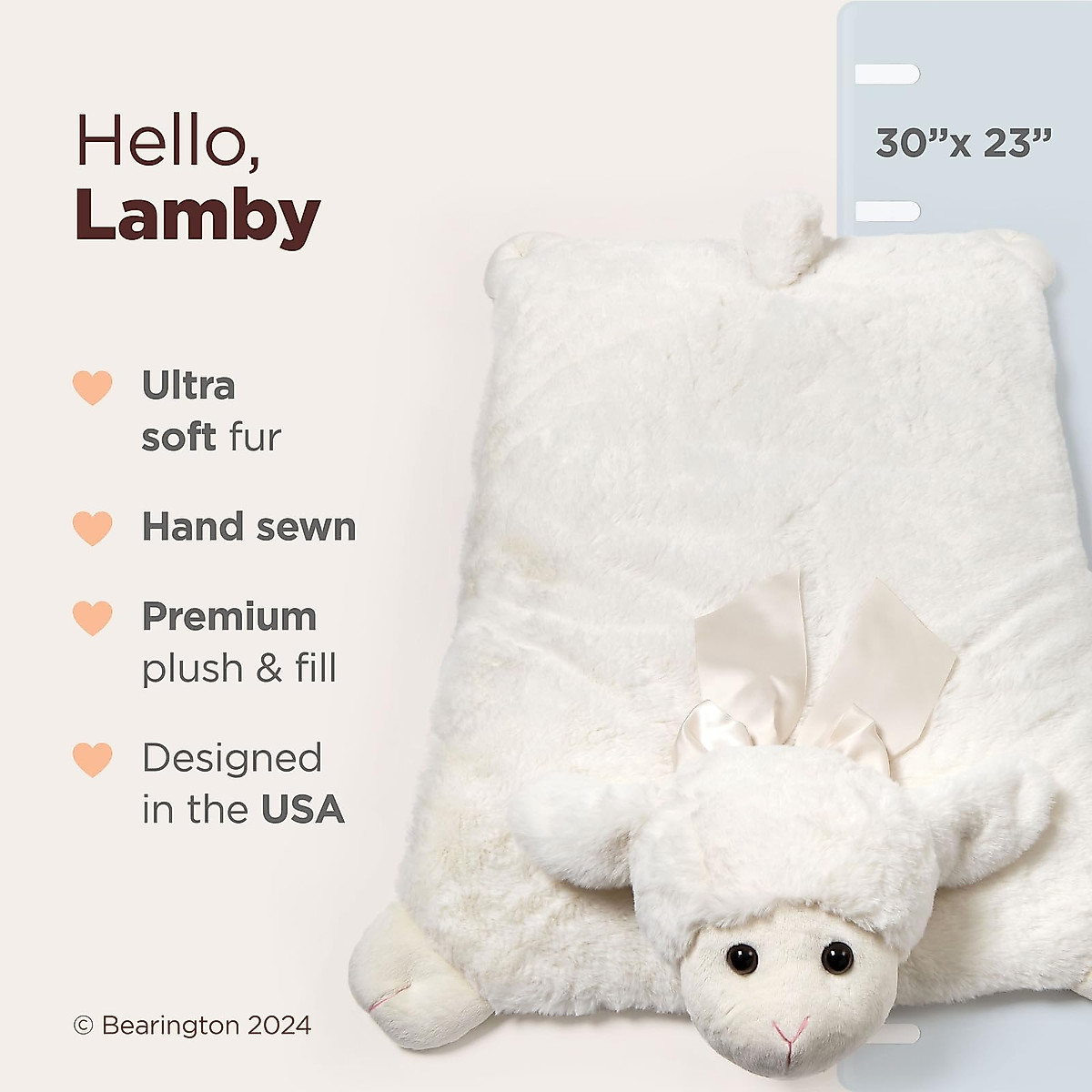 Bearington Baby Lamby Plush Animal Tummy Time Mat