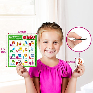 SpriteGru Alphabet Bingo Game, Uppercase/Lowercase/Number Bingo Game ABC and 123 Bingo Board Game for Kindergarten and Preschool Kids 4-8, Perfect for Classroom & at Home