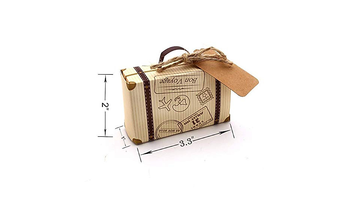 50pc Mini Suitcase Favor Boxes for Travel Party & Wedding
