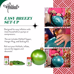 Holiball Inflatable Holiday Ornament – Indoor and Outdoor Use– Reusable and Storage Friendly – The Ultimate Holiday Decoration – 18" – Holly Green