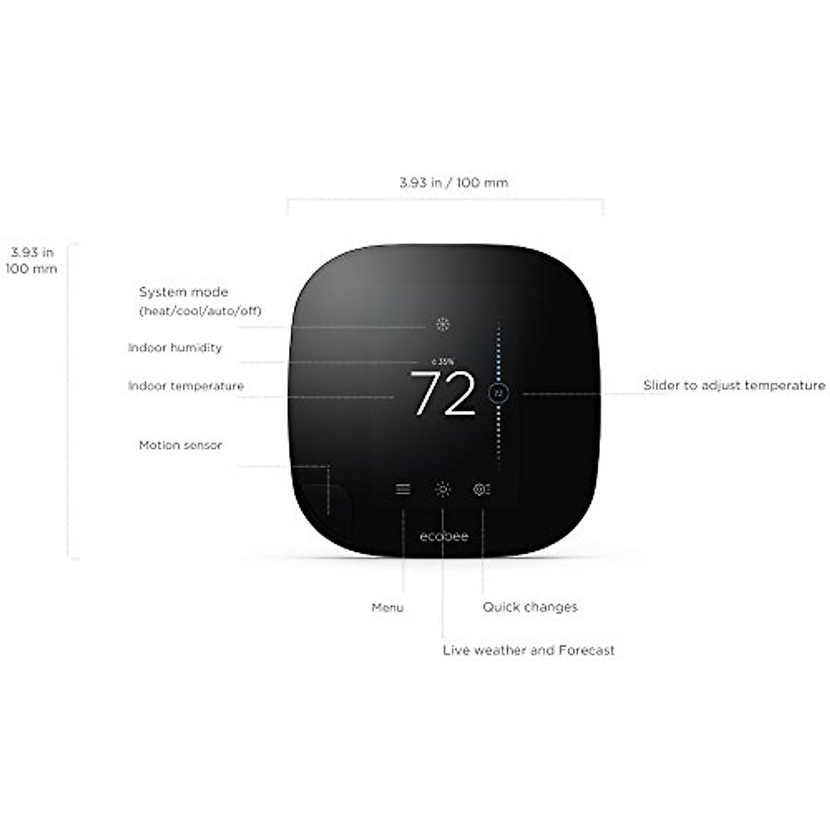 ecobee3 Smarter Wi-Fi Thermostat with Remote Sensor, 2nd Generation