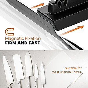 Rolling Knife Sharpener - Knife Sharpening Kit with Diamond and Corundum Discs for Steel of Any Hardness, 15 and 20 Degrees Magnetic Angle Base for Kitchen Knives, Chef Knife Set, Scissors