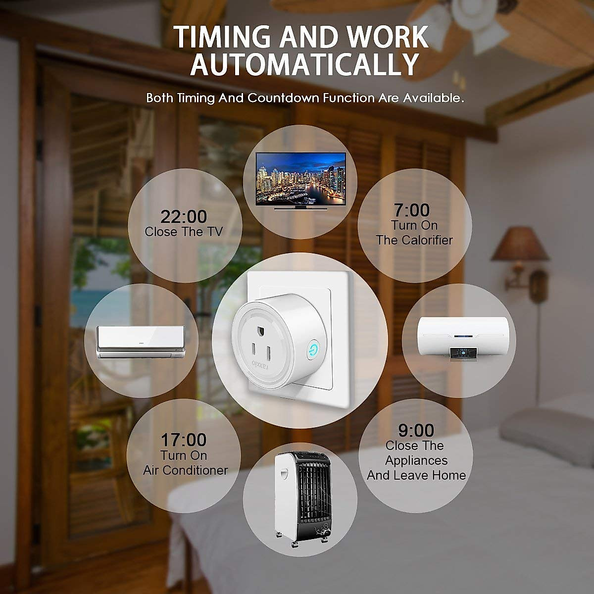 Raxxio Smart Plug, WiFi Outlet to Activate Your Devices with Wireless Control, Smart Outlet Socket Works with Mobile Apps, Amazon Alexa Smart Plugs, Google Home Smart Plugs, No Hub Required (2 Pack)