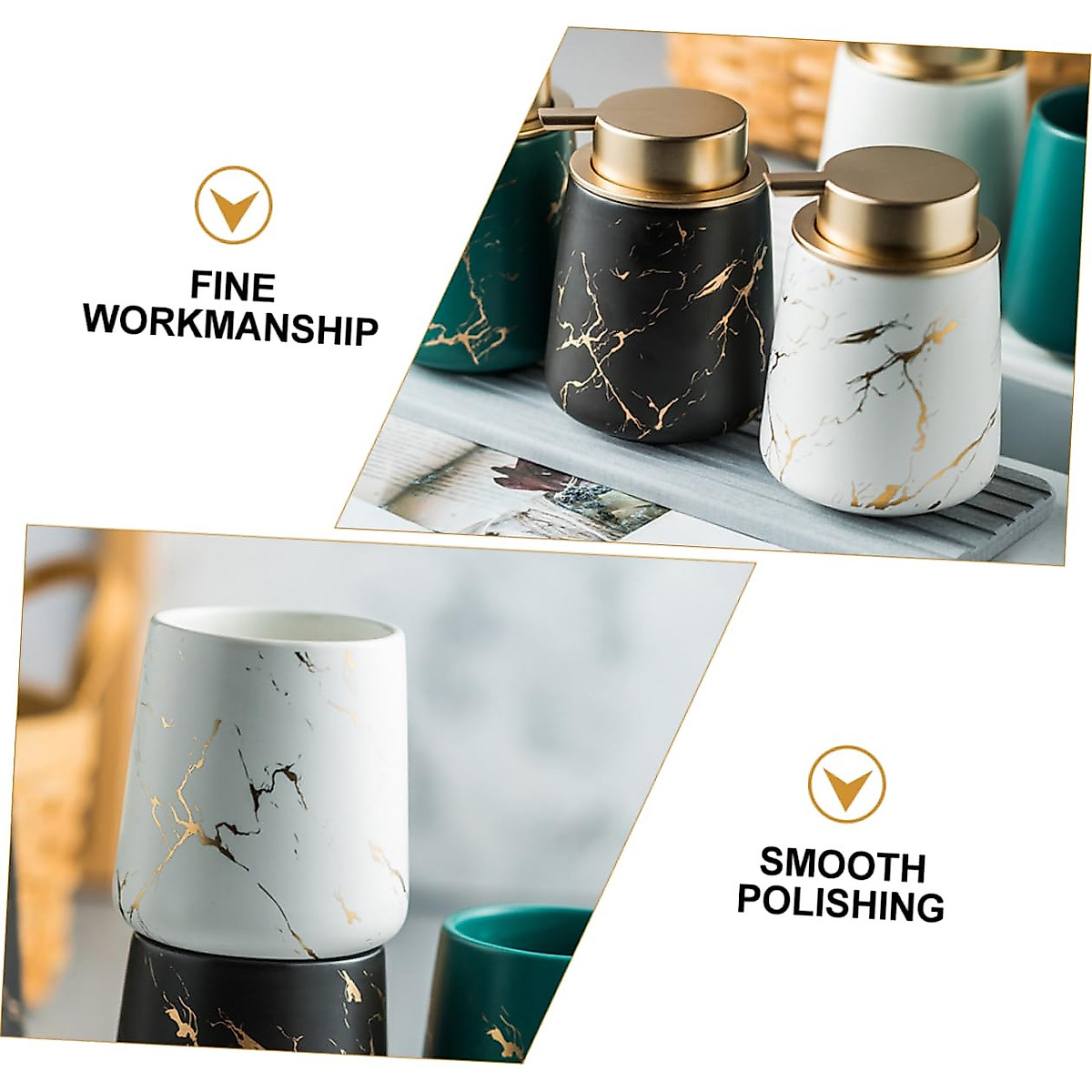 Cabilock 2 Sets Bathroom wash Set Bathroom Decorations Tooth Brushing Holder Toothbrush Tumbler Bathroom Cups Lotion Container Empty Soap Tray Storage Tank White Ceramics handwashing Fluid