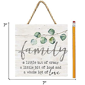 P. Graham Dunn White 7 x 7 Inch Wood Pallet Wall Hanging Sign, Family Little Crazy Loud Lot of Love