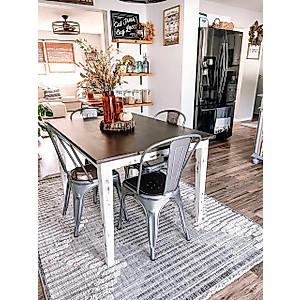 BoutiqueRugs Maulawin Farmhouse High Low Textured Shag Area Rug - Boho Moroccan Geometric Carpet for Living Room, Bedroom, Dining Room - Charcoal, Cream, Peach - 6'7" x 9' (6x9 Area Rug)