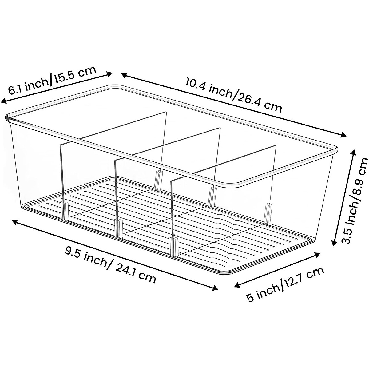 wilfox Pantry Organizer, 7 Pack Clear Organizer Bins with Removable Dividers, Pantry Organizers and Storage, Fridge Organizer and Cabinet Organizer for Snack, Pouches, Spice Packets
