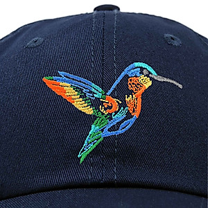DALIX Hummingbird Hat Baseball Cap Nature Wildlife Birdwatcher Gift Navy Blue