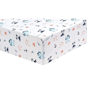 Sammy & Lou Ahoy Archie 4-Piece Baby Nursery Crib Bedding Set for Boys, Includes Quilt, Fitted Crib Sheet, Crib Skirt, and Plush Toy