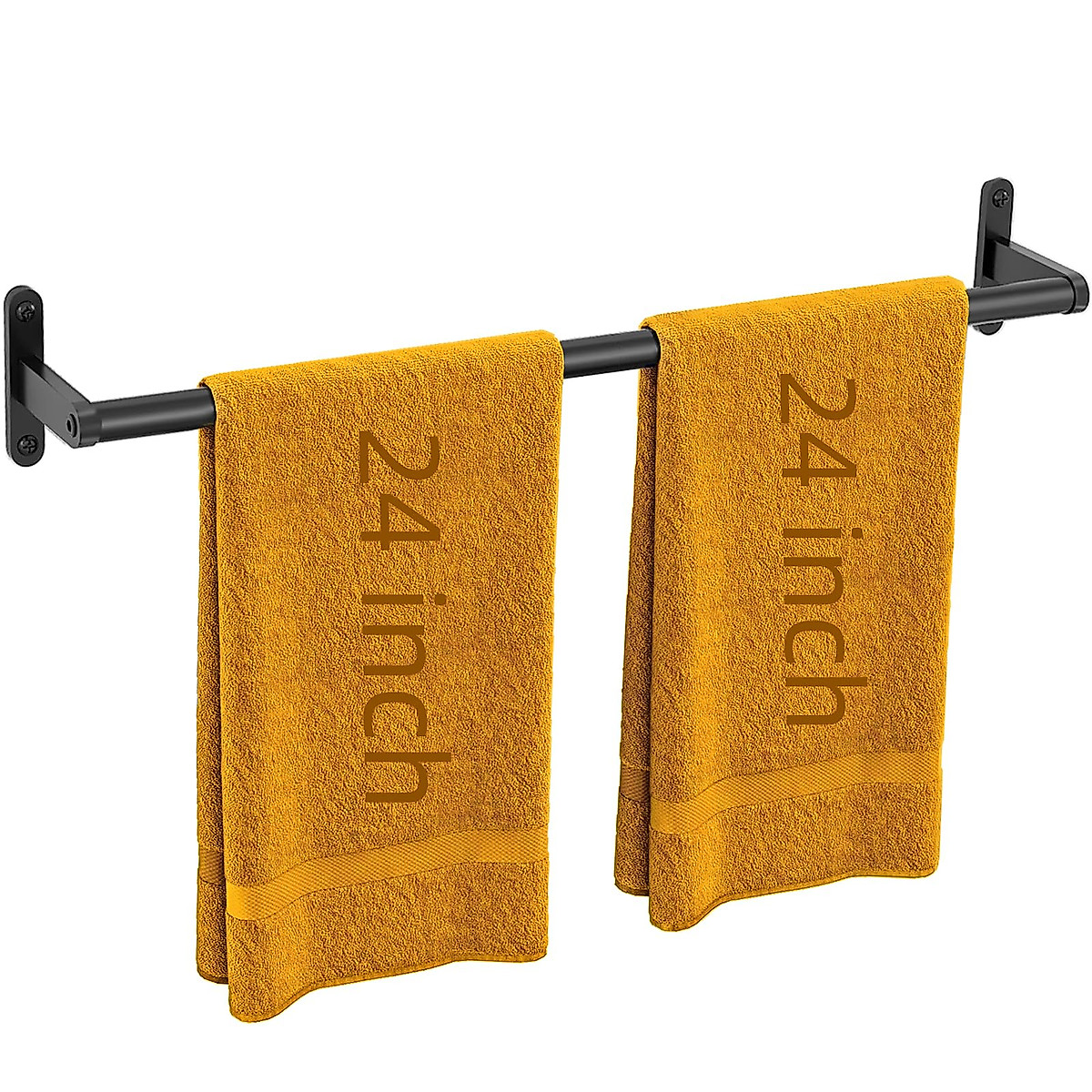 24 Inch Matte Black Towel Bar & 30 Inch Tall Towel Racks for Bathroom Wall Mounted, Bathroom Towel Storage Holder Organizer for Rolled Folded Towels (Black)