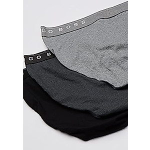 BOSS Men's Cotton 3 Pack Mini Brief, Charcoal/black/Dark Grey, Medium