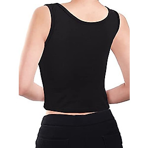 SATINIOR 4 Pieces Women Basic Crop Tank Top Short Sleeveless Sports Crop Top Black, Dark Gray, Olive-Drab, Chocolate, Medium