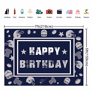 Football Backdrop for Birthday Party 7X5FT Navy Blue Cowboy Photography Background Football Themed Sports Fans Party Decor Supplies Banner Photo Props