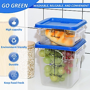 Yungyan 8 Pcs Restaurant Food Storage Containers with Lids Set 2Qt and 4Qt Commercial Restaurant Square Storage Containers Clear Food Cereal Container for Kitchen Freezer and Dishwasher Safe