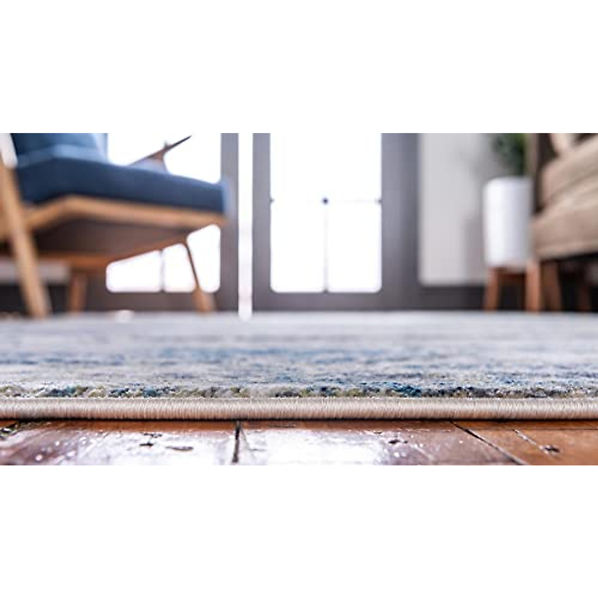 Rugs.com Gossamer Collection Rug – 5 Ft Round Navy Blue Medium Rug Perfect for Kitchens, Dining Rooms