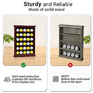 ASmileIndeep Golf Ball Display Case - No Door Golf Ball Holder for 30 Balls, Solid Wood Rack Wall Mount for Enthusiasts
