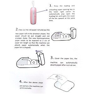 Kelepu Mini Printer Pink Multipurpose Portable Mini HD Mobile Phone Photo Title Note Error Question Thermal Printer for Office Home School Travel