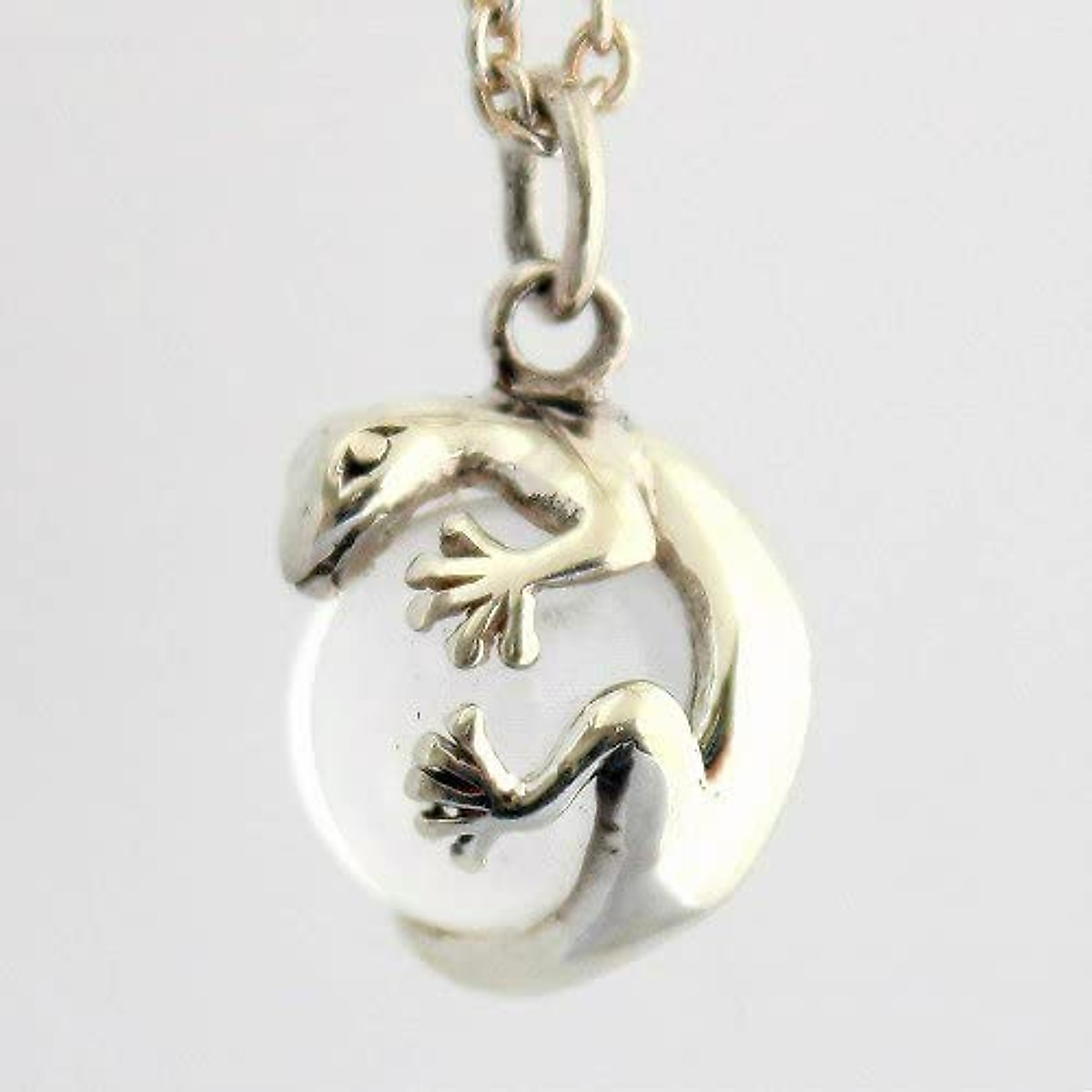 COSUMOSU 925 Sterling Silver Gecko Lizard Crystal ball Hawaiian pendant for women