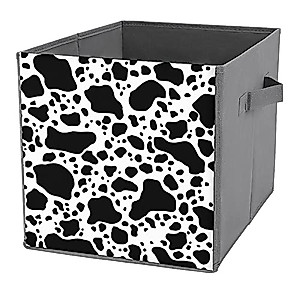 Cow Break Spot Storage Bin Foldable Cube Closet Organizer Square Baskets Box with Dual Handles