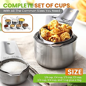 Spring Chef - Stainless Steel Measuring Cups, Kitchen Tools with Easy to Read Markings for Measuring Dry or Liquid Ingredients, Set of 7