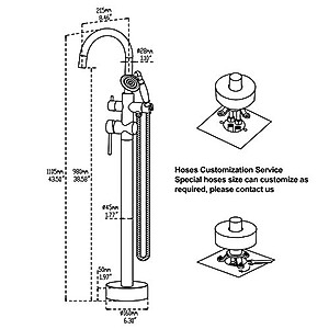 Wowkk Tub Filler Freestanding Bathtub Faucet Brushed Nickel Floor Mounted Brass Bathroom Tub Faucets with Hand Shower