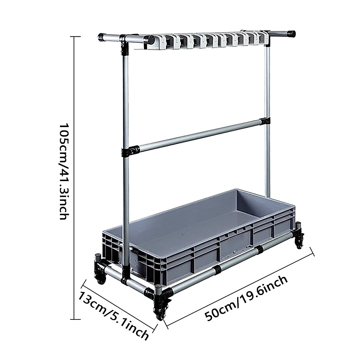 Broom and Mop Organizer Wall Hanging, Movable Commercial Multifunctional Cleaning Cart and Tool Organizer Drain Rack, 41.34x19.69x5.12 Inches Cleaning Cart Put Wet Mops for Garden Garage Organizer