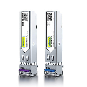 10Gtek a Pair of 1.25G SFP Bidi Transceiver, 1000Base-BIDI SingleMode Simplex LC Fiber Module for Cisco GLC-BX-D, Ubiquiti UniFi UF-SM-1G-S, Mikrotik and More, SMF 1490nm/1310nm, DDM, up to 20 km