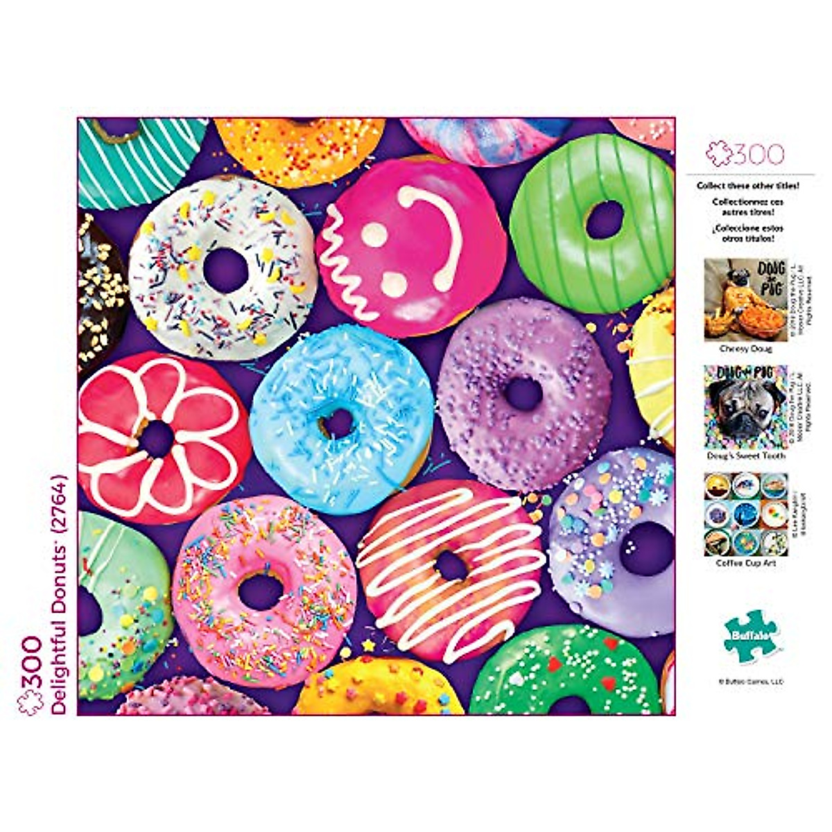 Buffalo Games - Delightful Donuts - 300 Large Piece Jigsaw Puzzle Multicolor, 18"L X 18"W