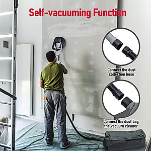 Drywall Sander, 800W Electric Sander with 12 Sanding Discs, Variable Speed 800-1800 RPM Wall Sander with Automatic Dust Removal System, LED Lights, Extendable Handle, Dust Bag & Carrying Bag