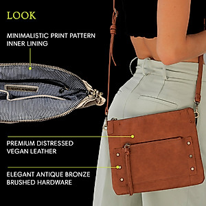 Antik Kraft The Savannah Crossbody Shoulder Bag - Bone | Vegan leather Crossbody Shoulder Bag | Shoulder Bag with removable crossbody strap 53-63 cm | 11in x 1.5in x 8.5in |