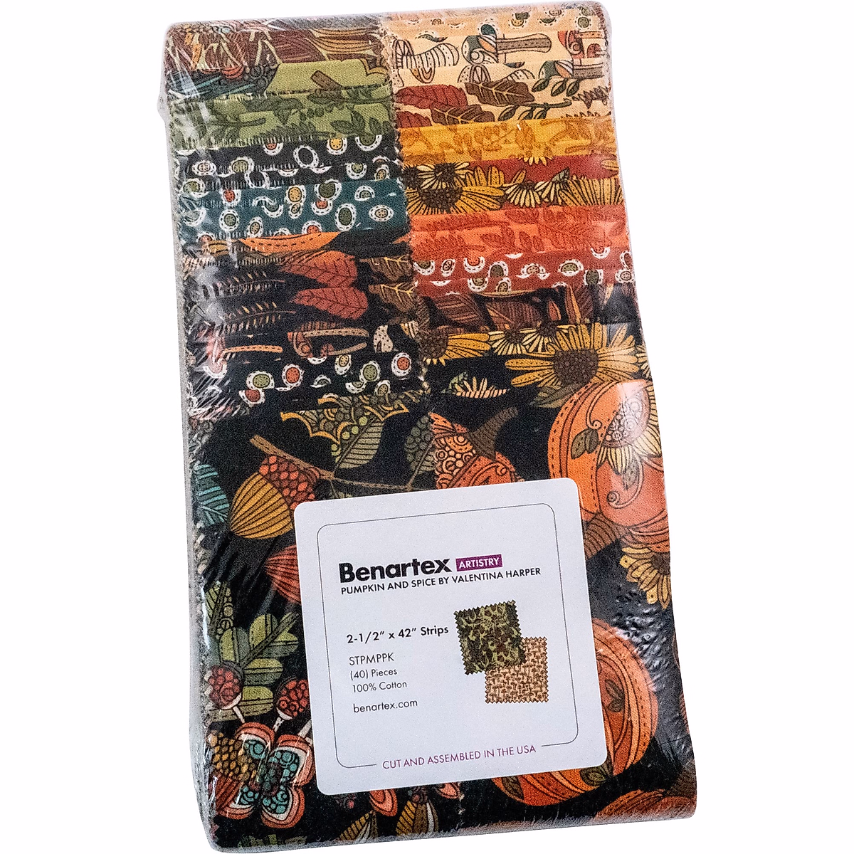 Valentina Harper Pumpkin and Spice Strip-Pies 40 2.5-inch Strips Jelly Roll Benartex