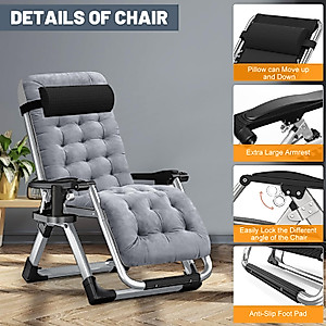 LILYPELLE Comfy Folding Chair, Folding Lounge Chair for Bedroom and Living Room, Folding Reclining Patio Chairs with Removable Cushion for Indoor Outdoor