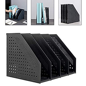 Leven/Deli Collapsible Magazine File Holder/Desk Organizer for Office Organization and Storage with 4 Vertical Compartments