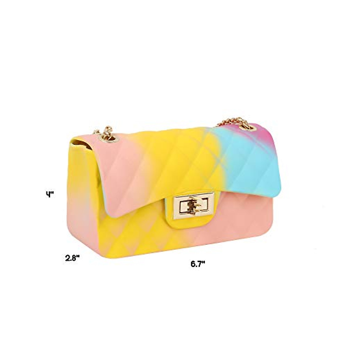 Jelly Purse for Women Rainbow Quilted Crossbody Evening Shoulder bag by Soulfina (Multi I)