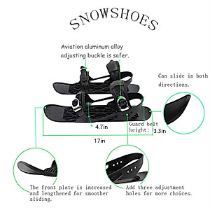 Mini Ski Shoes,Portable Ski Skates,,Adjustable Outdoor Skiing Winter Sports Equipment,Winter Ski Shoes Men's and Women's Snowboards.Suitable for Snow Parks, Hiking Trails, Outdoor Skiing,Black