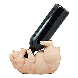 Ebros Babe Farm Pink Pig Wine Holder Decor Statue Whimsical Practical Pig Wine Caddy Storage Organizer