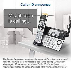 VTech IS8151-4 Super Long Range 4 Handset Cordless Phone for Home with Answering Machine, 2300 ft Range, Call Blocking, Bluetooth, Headset Jack, Power Backup, Expandable to 12 HS, Silver/Black