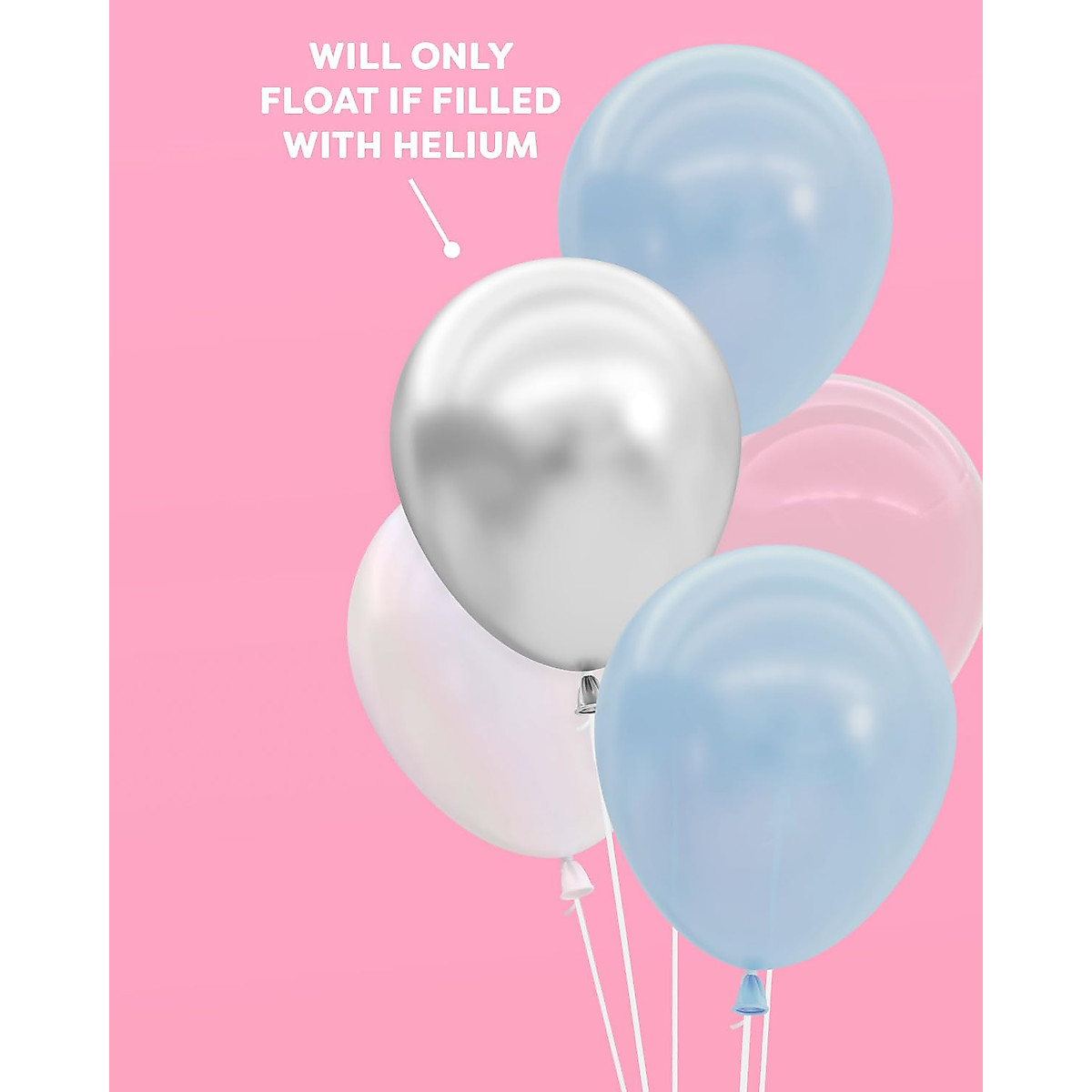 xo, Fetti Blue, Pearl White, Clear, Silver, Latex Balloons - 25 pk, 12" | Cloud Nine Bachelorette Party Decorations, Birthday Party Supplies, Bridal Shower, Boy Baby Shower, Winter Holiday