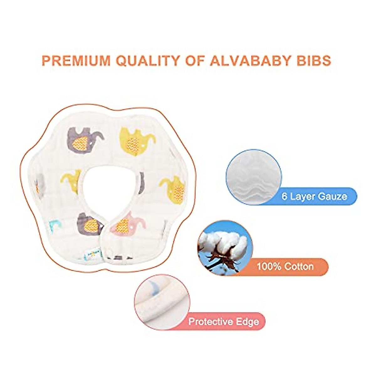 babygoal Baby Bandana Drool Bibs, 360° Bibs for Boys Girls Newborn Infant, 100% Organic Cotton Bibs for Drooling and Teething Gift 10 Pack 10MSBB01