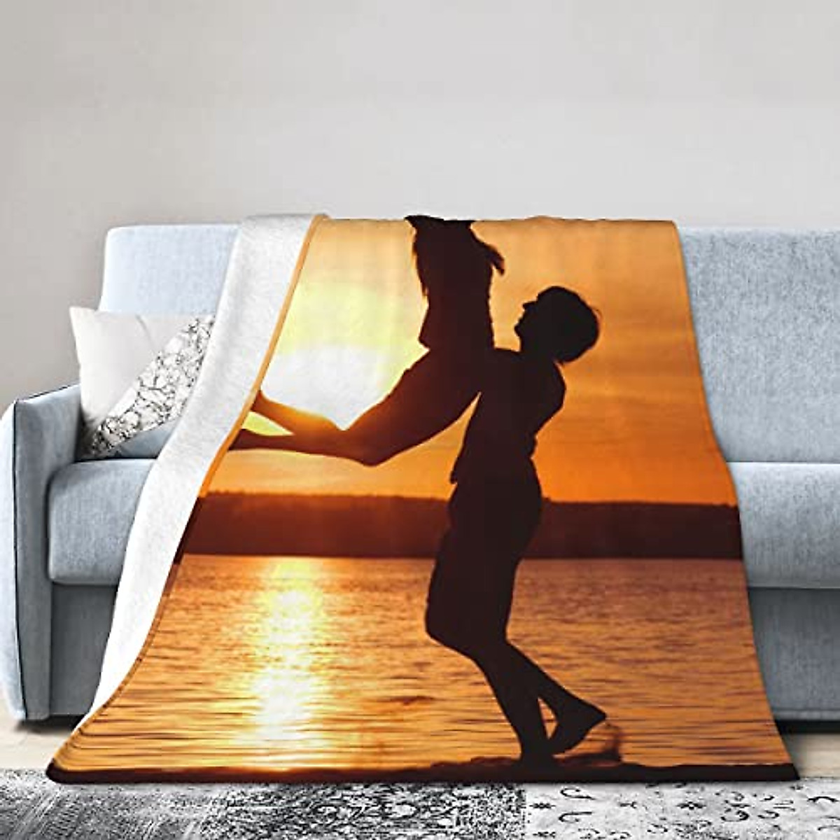 MAZU Custom Blanket Photo Collage Design Your Own Personalized with Picture Text Flannel Throws Blankets Customized Blanket for Father Mom Christmas Valentines Thanksgiving Day Gifts, 1 Photo