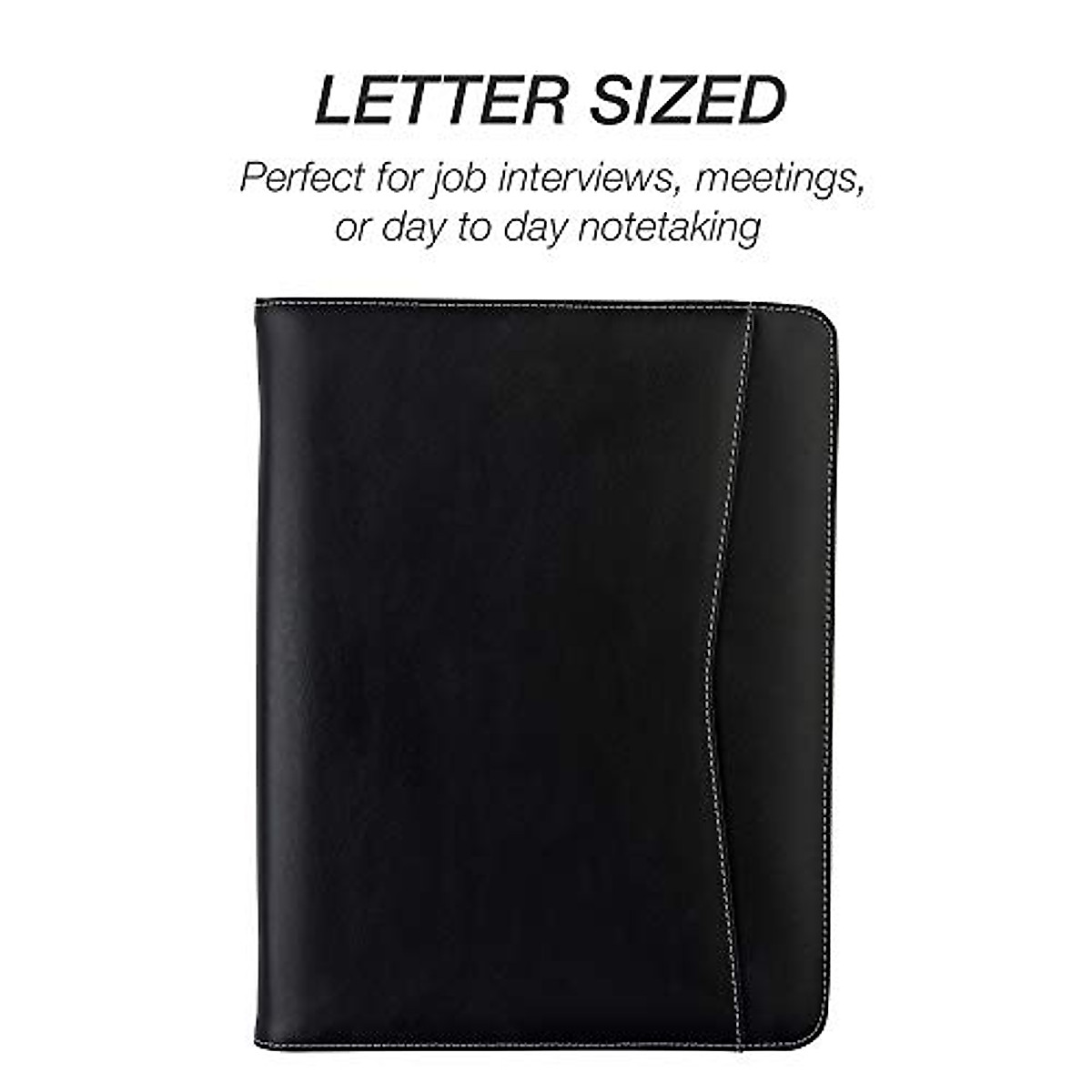 Samsill Zippered Portfolio Organizer, Vegan Leather Business Portfolio Notebook, Work Organizer. Notepad, Tablet iPad (Upto 10.1") Phone & Business Cards Holder, Professional Padfolio for Women & Men