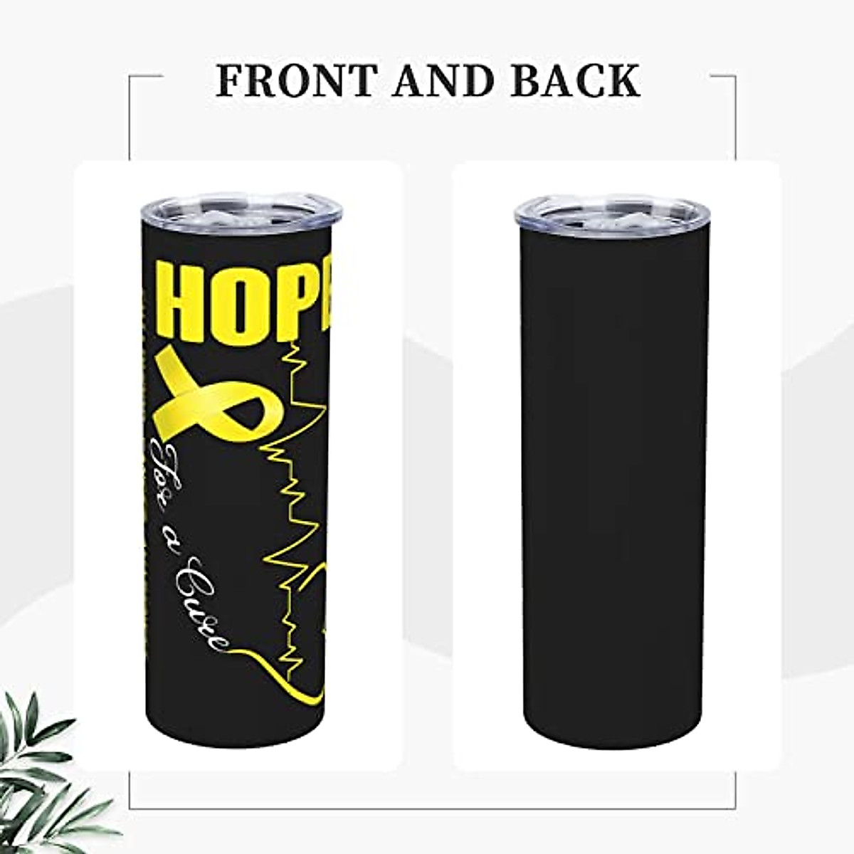 LIICHEES Hope For A Cure Childhood Cancer Awareness Stainless Steel Vacuum Insulated Tumbler 20oz Coffee Cups Travel Mug Water Cup with Leak-Proof Flip Lid Metal Straw Cleaning Brush